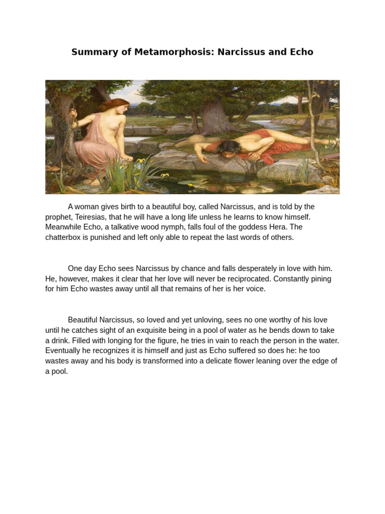 Summary of Narcissus and Echo | PDF