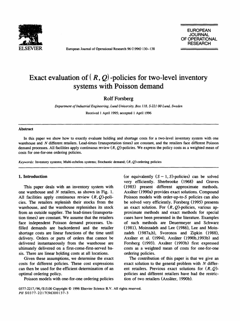 Exact evaluation of (R,Q) policies for two level inventory systems with ...