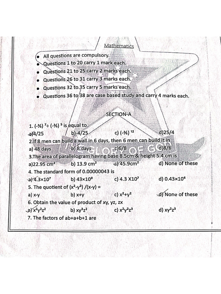 Class Viii Maths Sample Paper 2 Pdf 7876