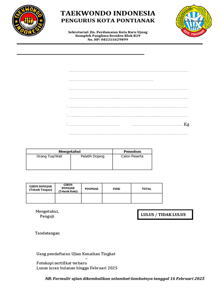 Formulir Ukt Periode 1 TH 2025 | PDF