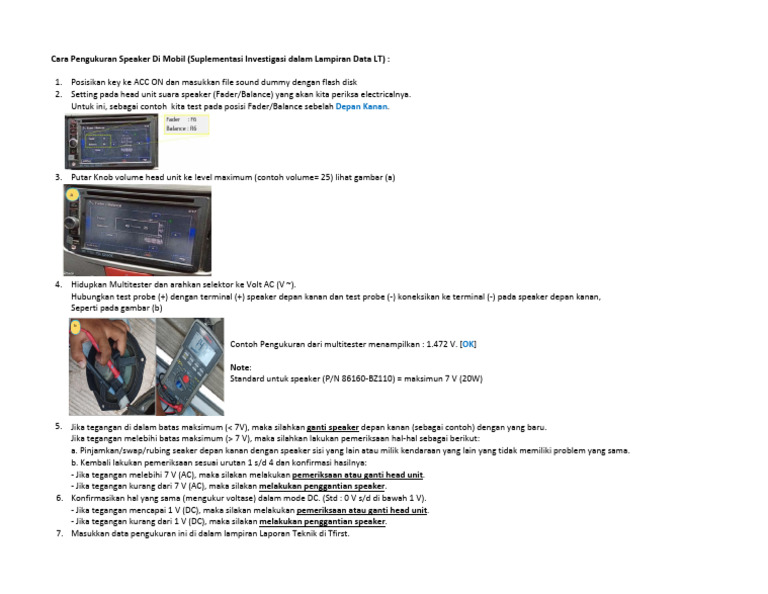 Cara Mengukur Tegangan (Volt AC) Speaker Di Mobil(1) | PDF