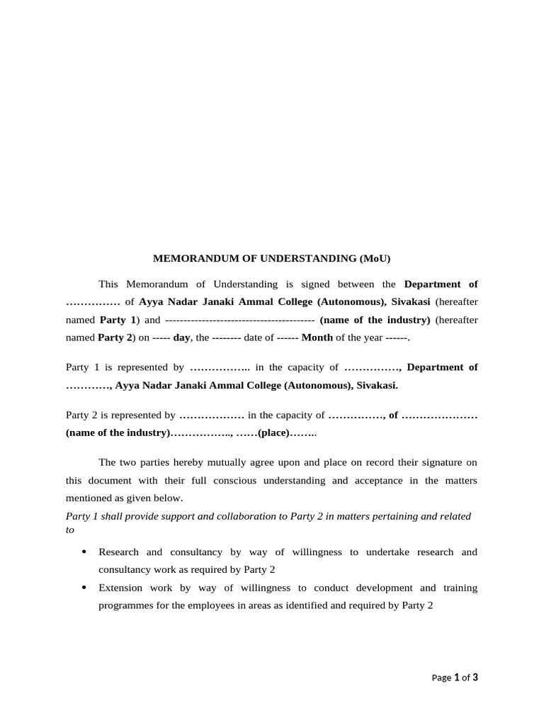 College-Industry MoU Template | PDF | License | Intellectual Property Law