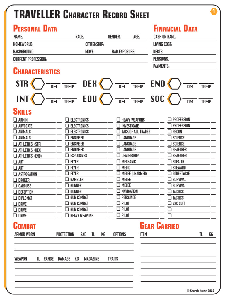 Traveller Character Creation Sheet | PDF