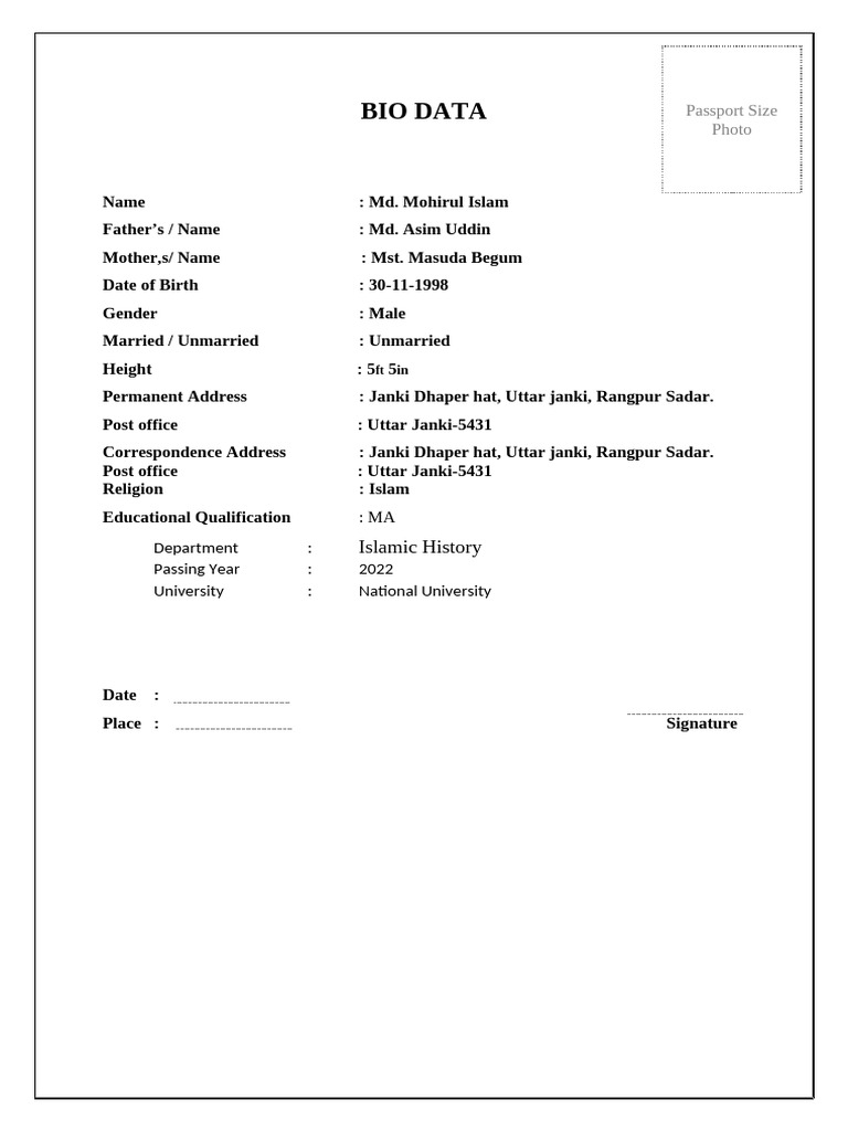 Bio Data | PDF