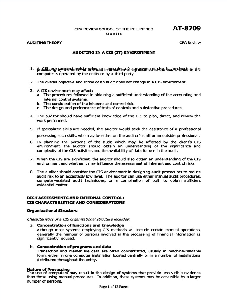 Cpar Auditing in Cis Environment | PDF