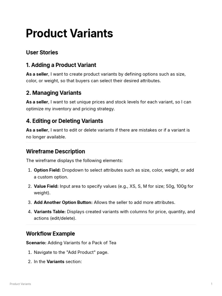 Price and Quantity for Product Variants | PDF