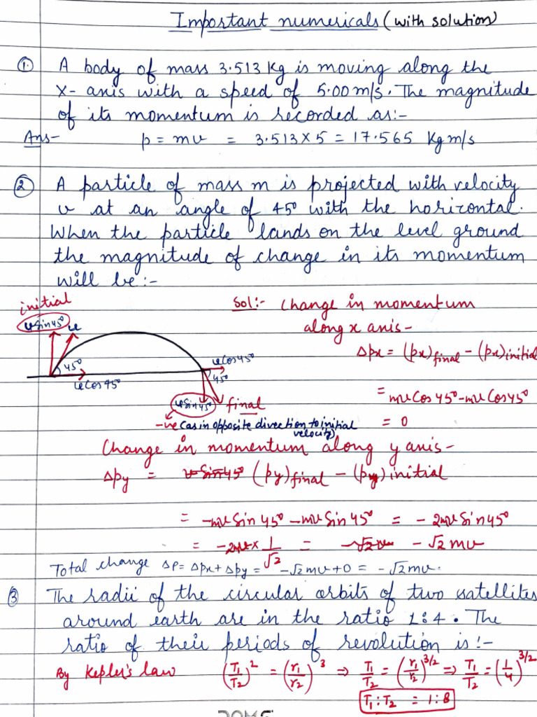 XI Important Numericals With Solution File 1 | PDF