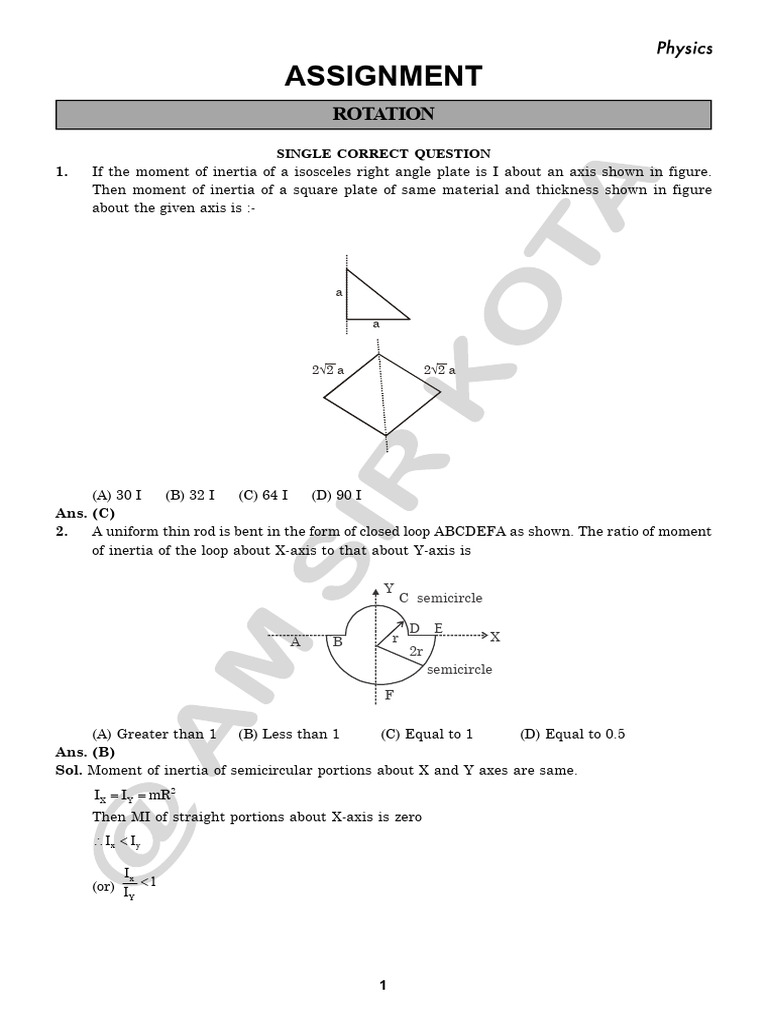 ROTATION Assignment Faculty | PDF | Angular Momentum | Mechanics