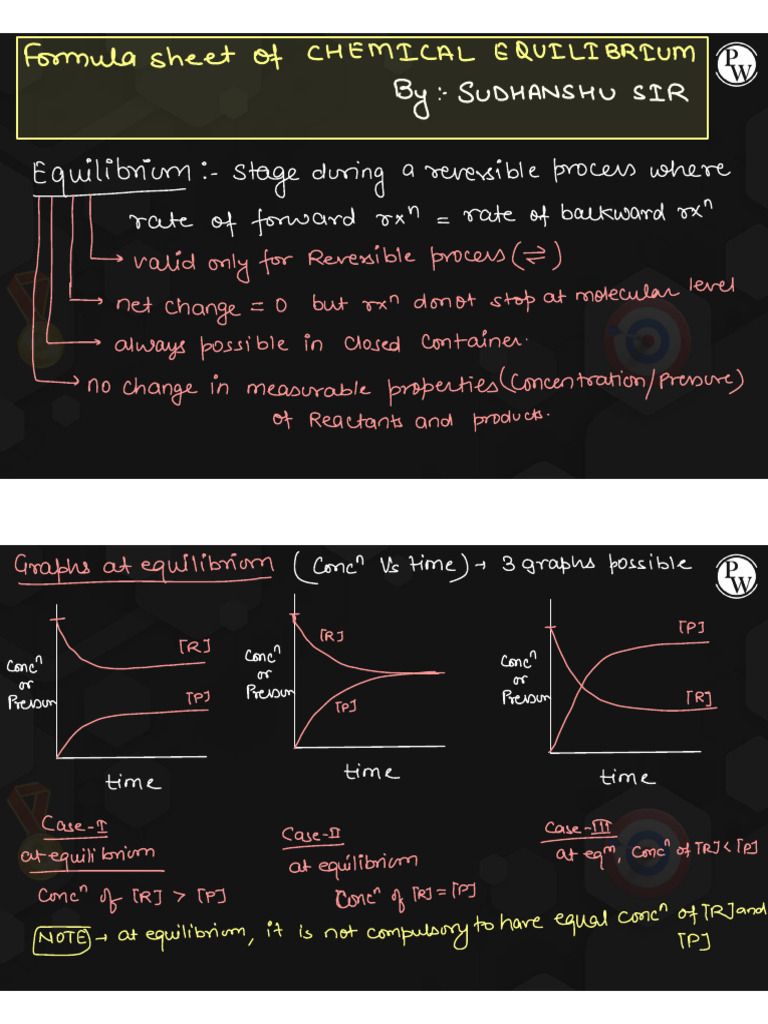 Chemical Equilibrium _ Summary __ Class Notes __ Arjuna NEET 2025 | PDF