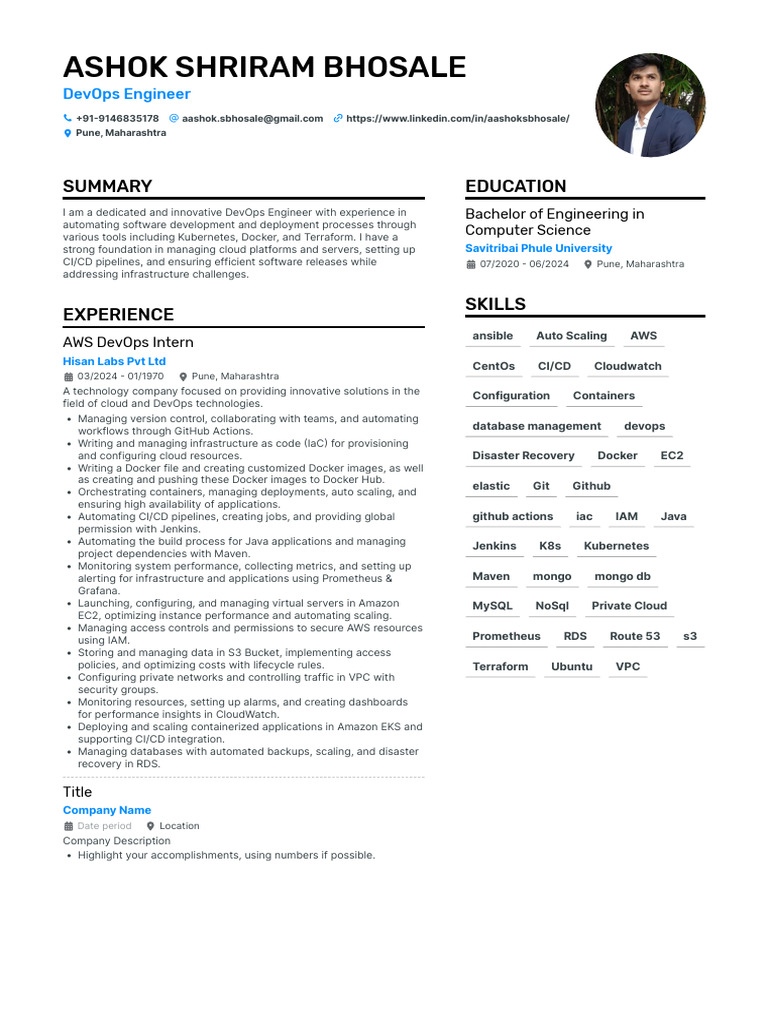 Ashok Bhosale CV Template | PDF | Cloud Computing | Amazon Web Services