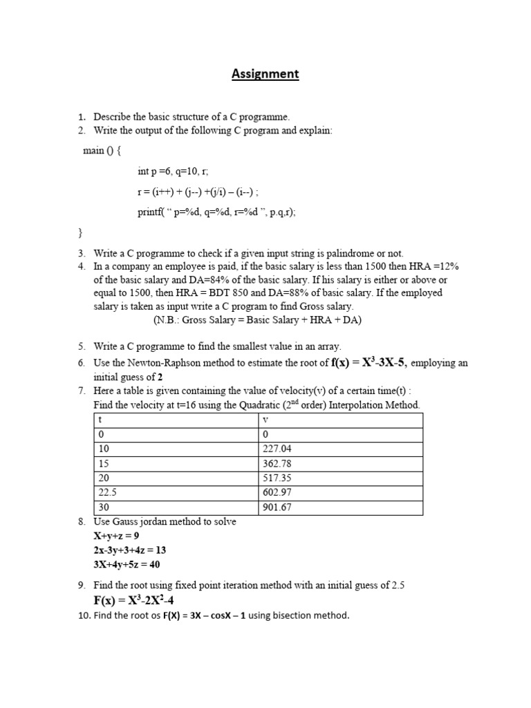 C Programming Assignment Tasks | PDF