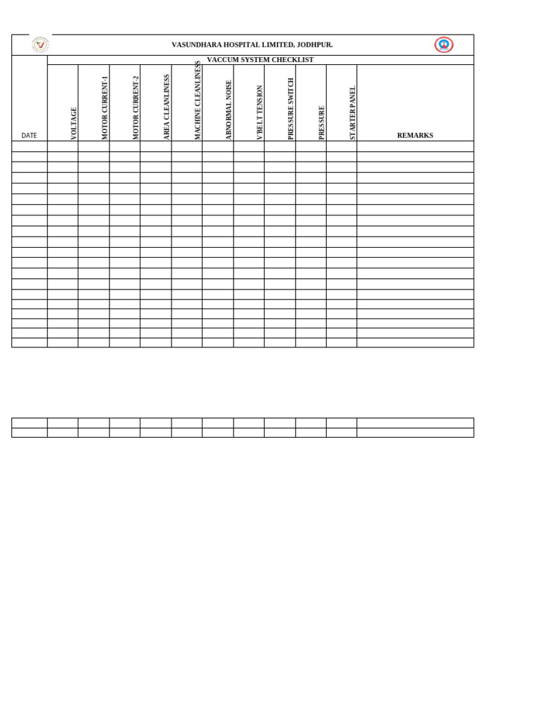 Vaccum System Checklist | PDF