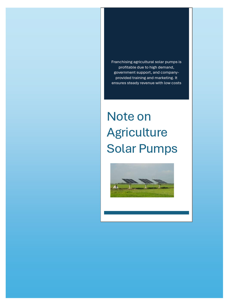 Note On Agriculture Solar Pumps - 10022025 | PDF | Solar Power | Irrigation
