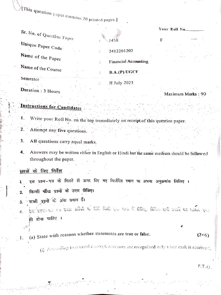 B Com Paper Compressed | PDF | Expense | Depreciation