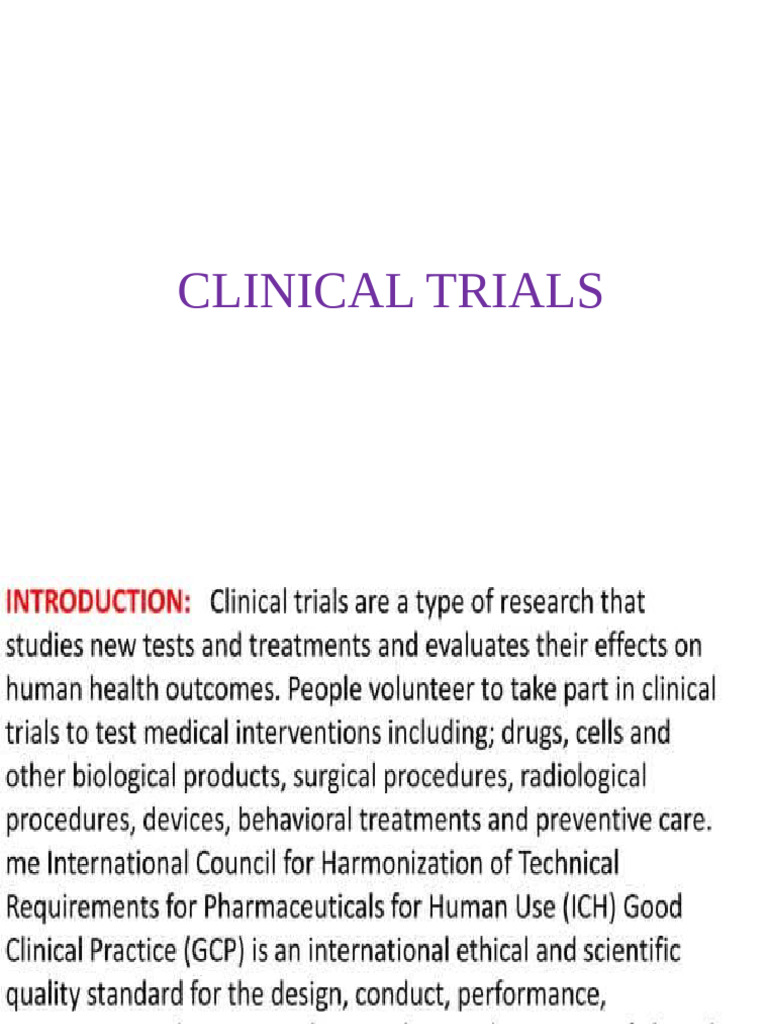 Unit IV Clinical Trials..83 Slides | PDF