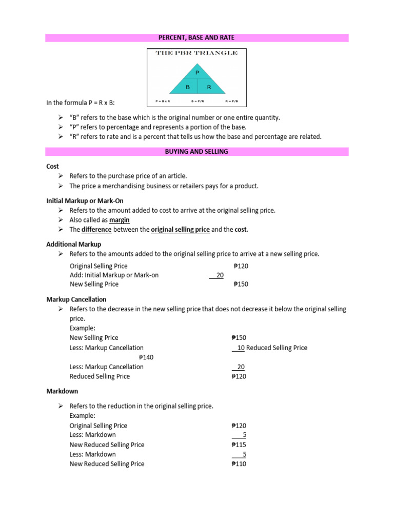 Business Math Reviewer | PDF | Gross Margin | Prices