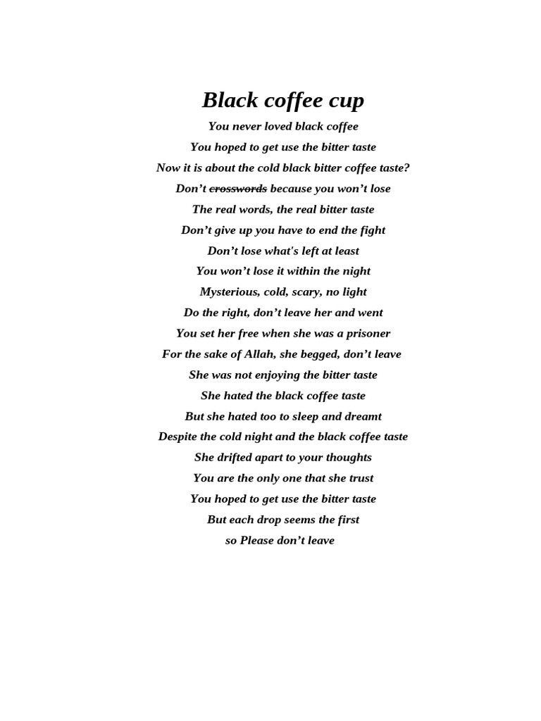 Poem Black Coffee Cup | PDF