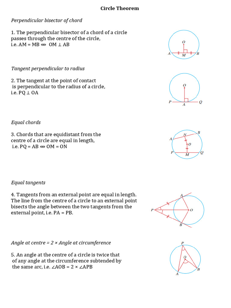 Formula of Circle Theorem | PDF