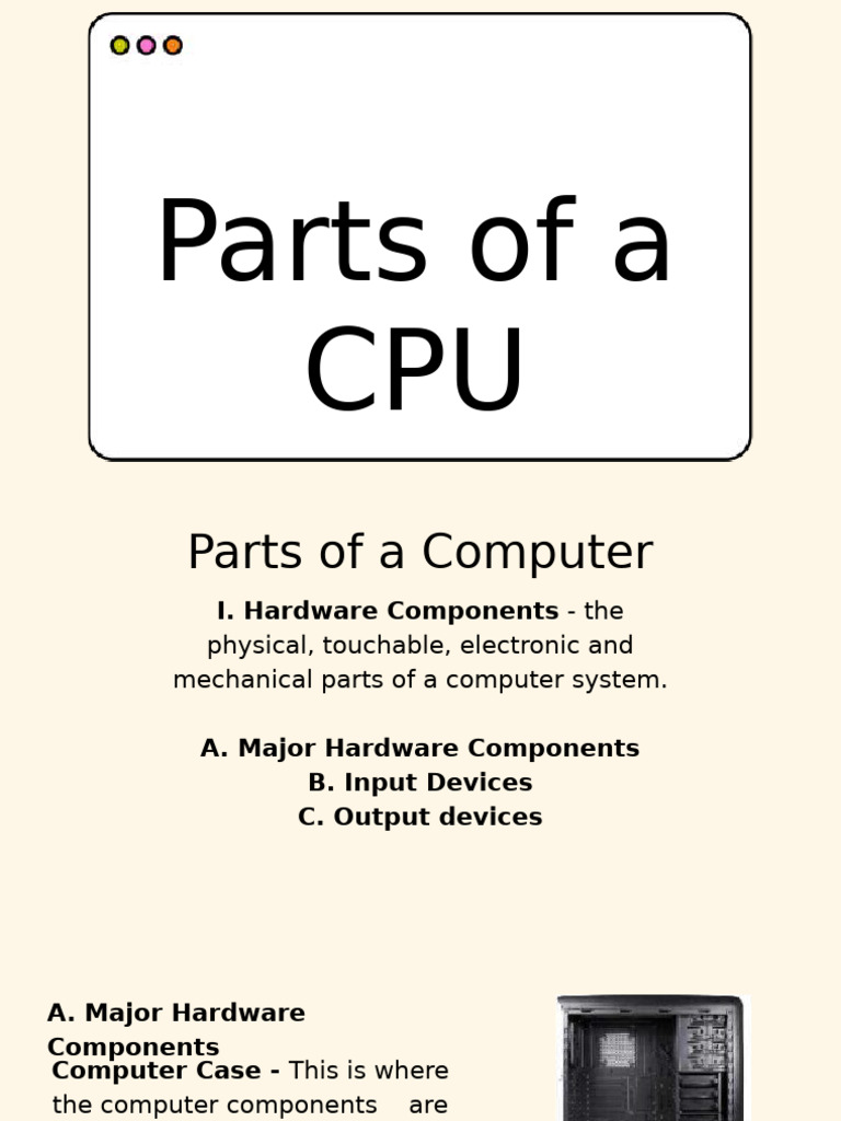 Parts of A Computer and Keyboard Shortcuts 1 | PDF | Computer Hardware ...