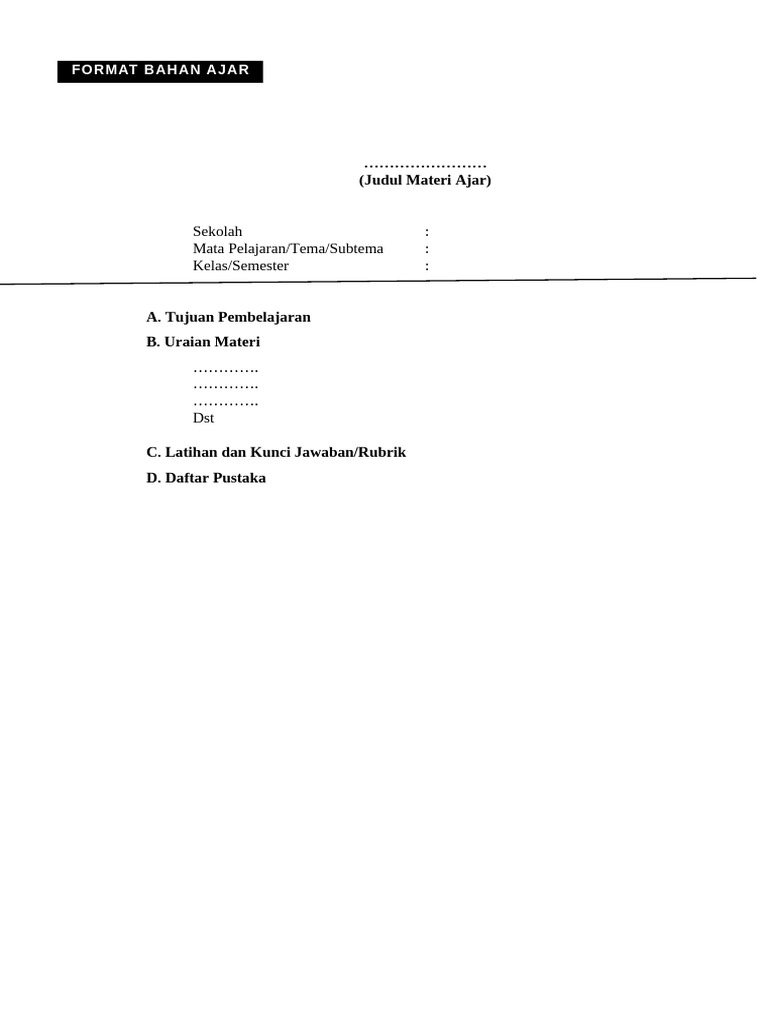 Format Bahan Ajar Sekolah Pdf
