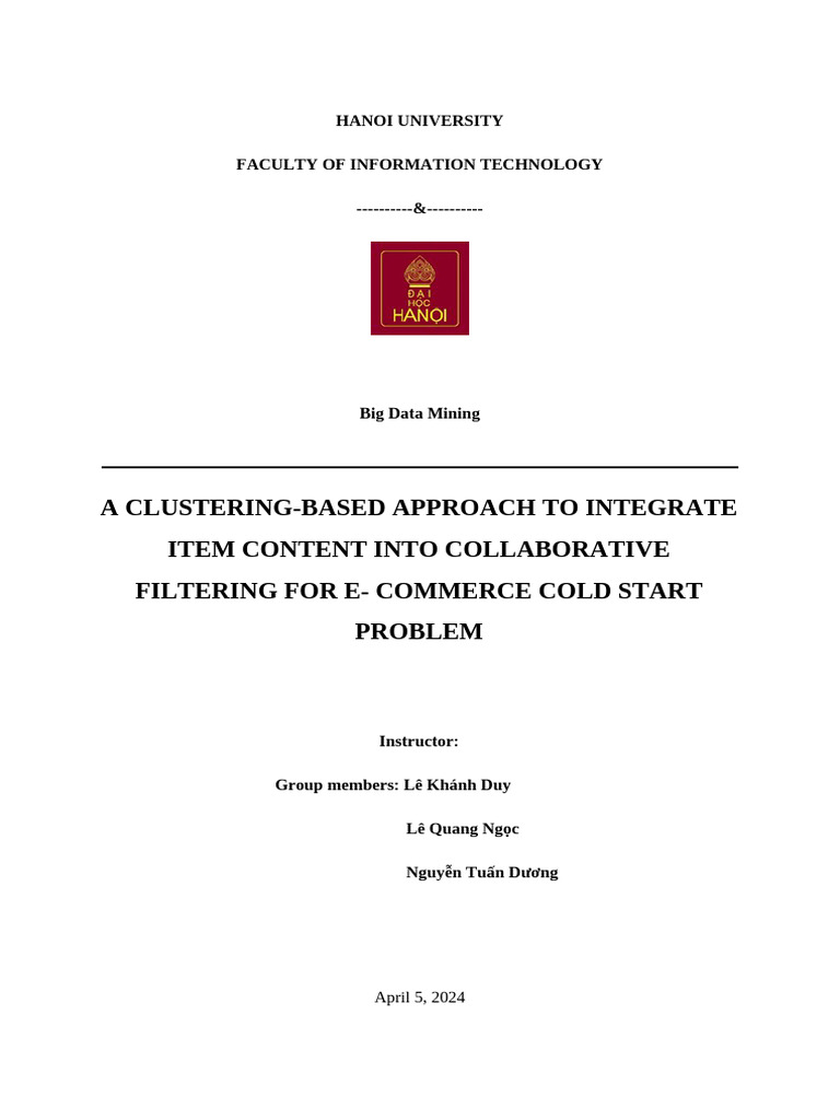 A - Main - A Clustering-Based Hybrid Approach To Integrate Item Content Into Collaborative ...