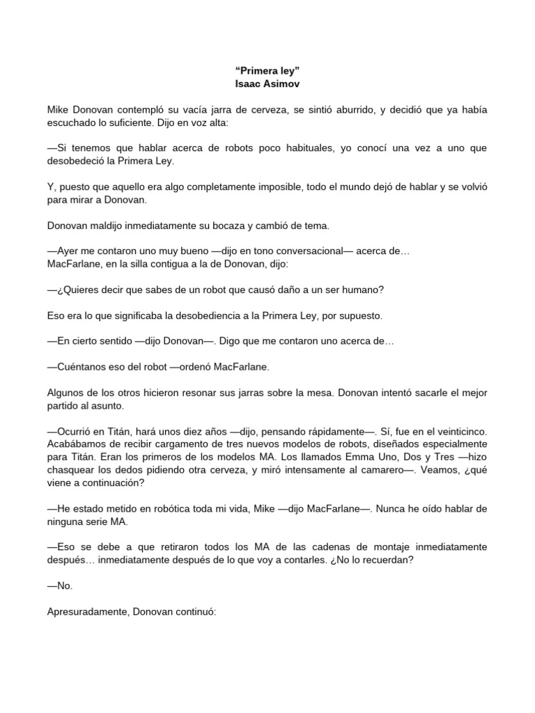 Primera Ley | PDF | Robot | Robótica