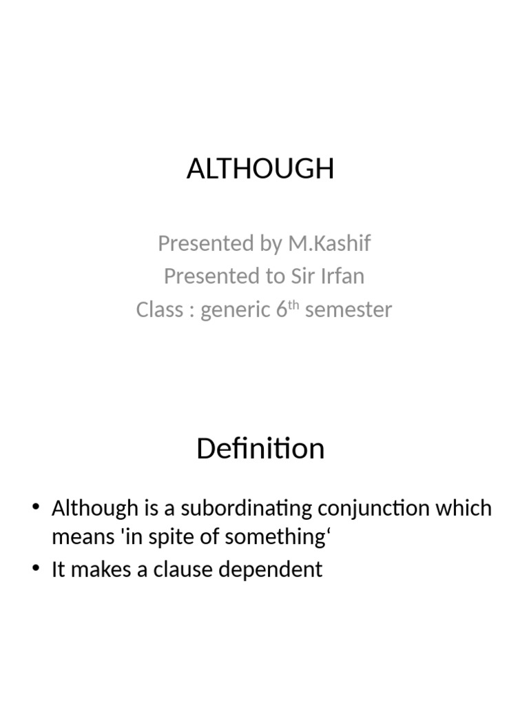 Understanding "Although" in English | PDF