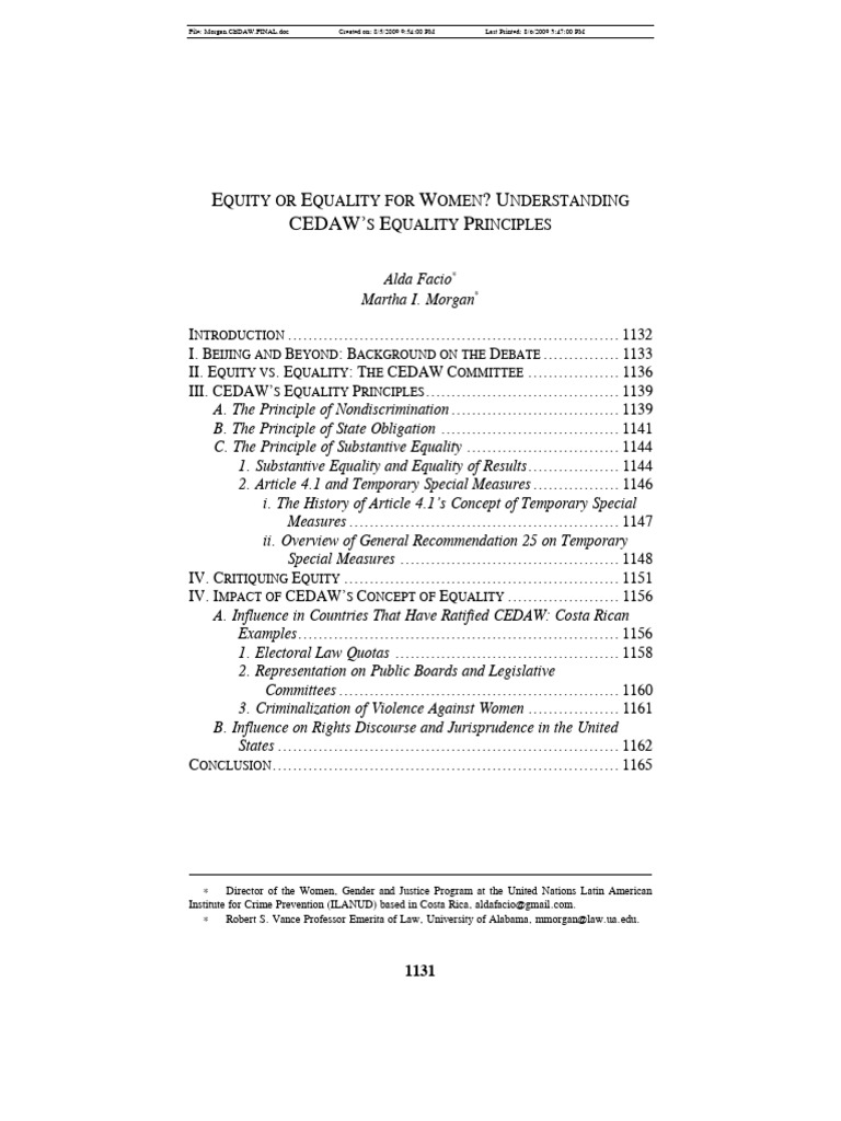 CEDAW's Equality Principles Explained | PDF | Equal Pay For Equal Work ...