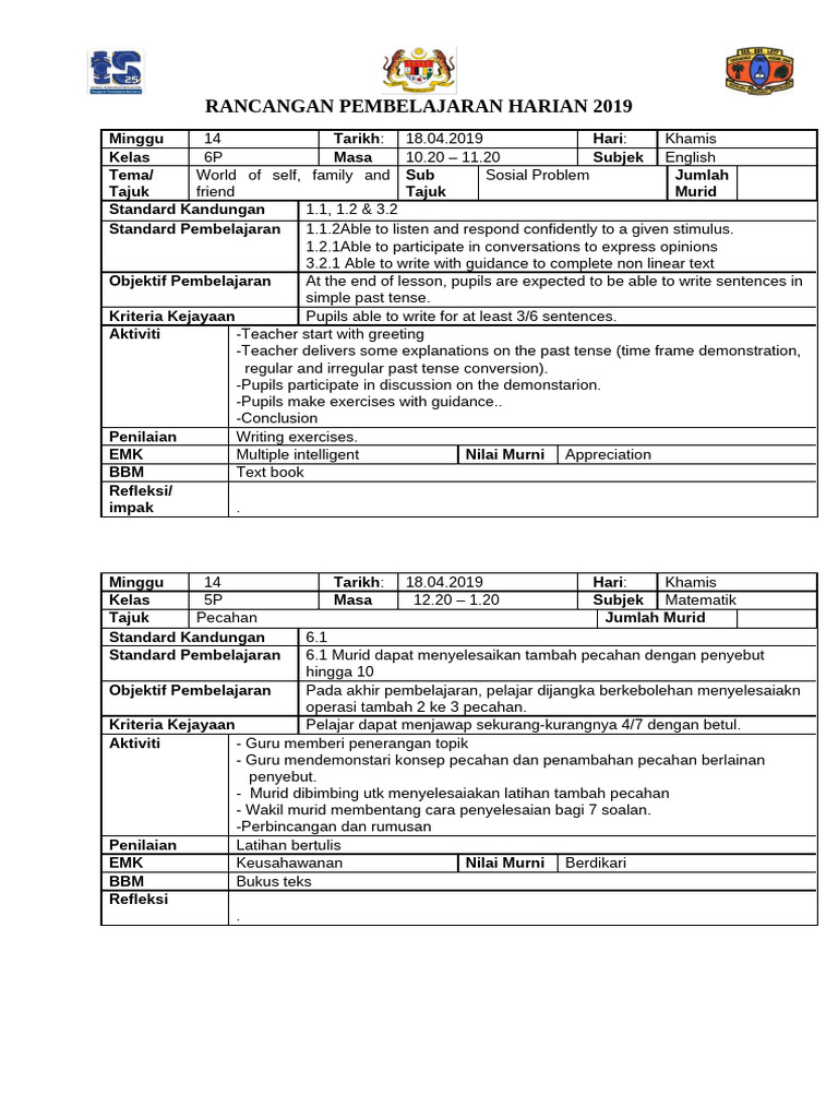 Contoh RPH TS25 | PDF