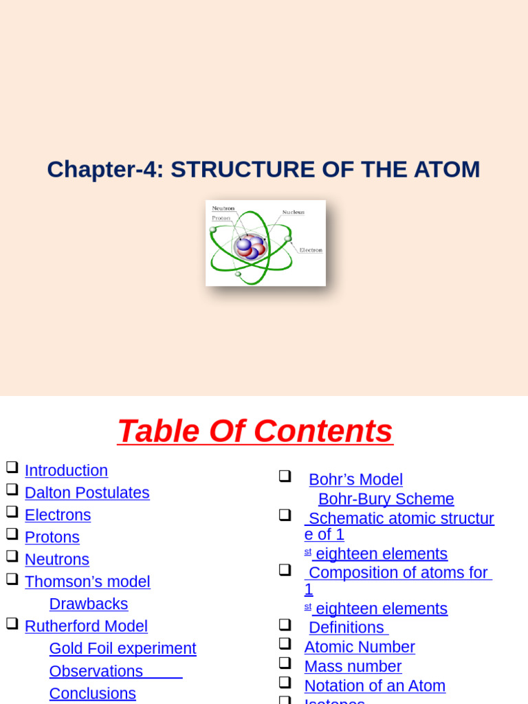 CH 4 Structure of The Atom 1-1 | PDF | Atoms | Atomic Nucleus