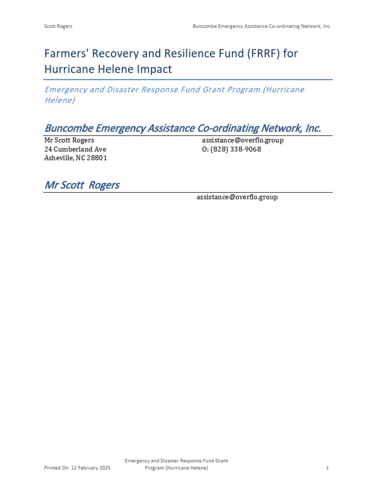 Hurricane Helene Farmers' Recovery Grant | PDF | Agriculture ...