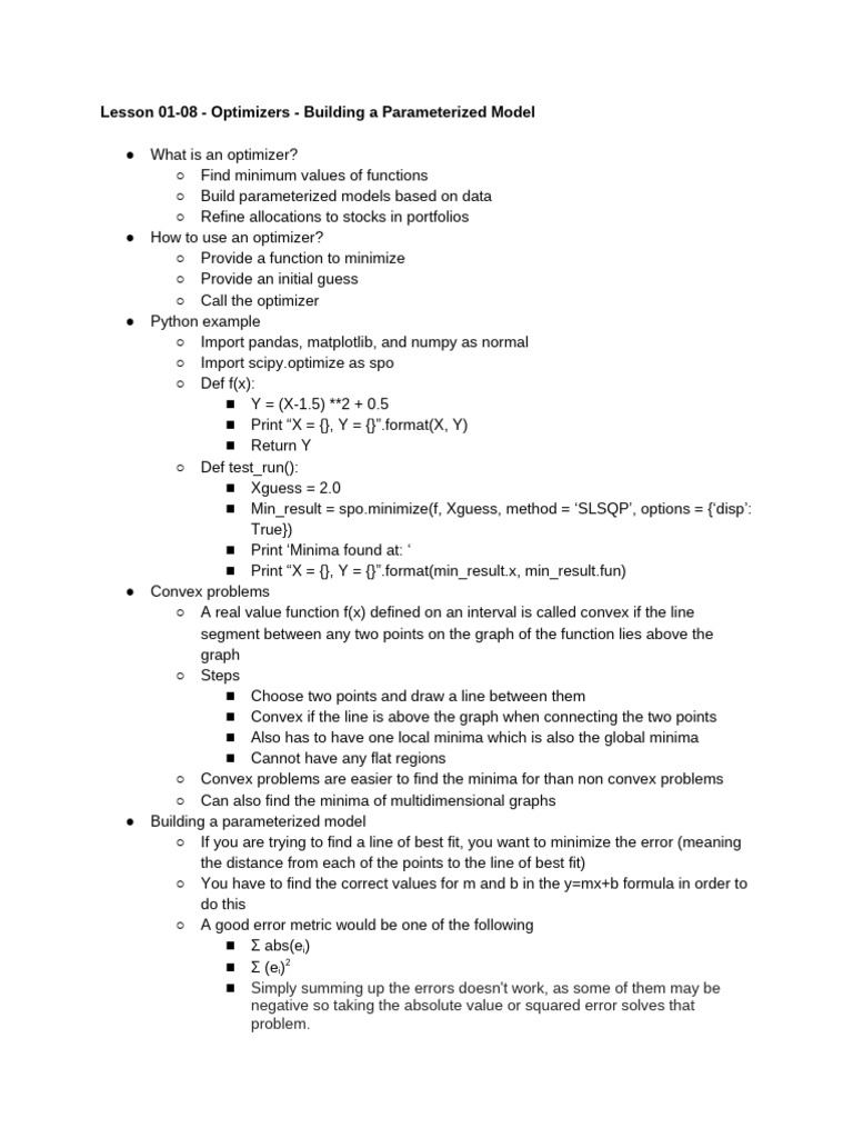 Optimizers For Parameterized Models Pdf Applied Mathematics