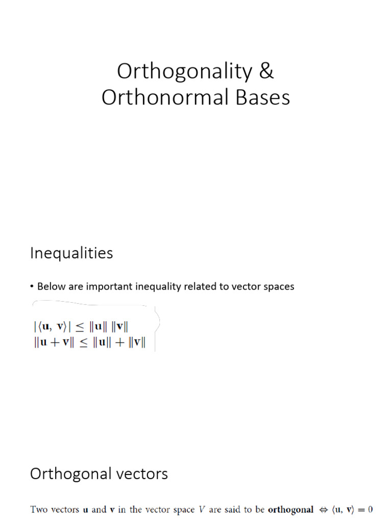 Orthogonality & Orthonormal Bases | PDF