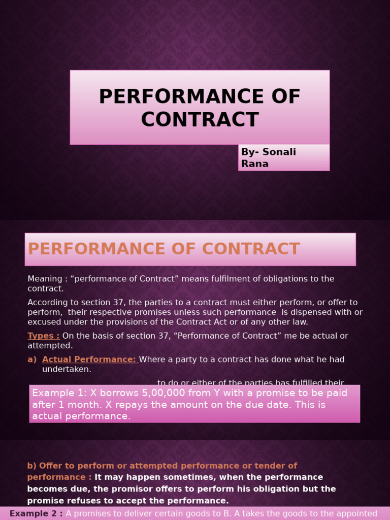 PERFORMANCE OF CONTRACT 2 | PDF | Surety | Consideration