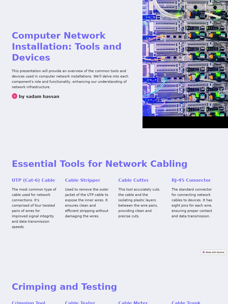 Computer Network Installation Tools and Devices | PDF | Electrical Connector | Computer Network