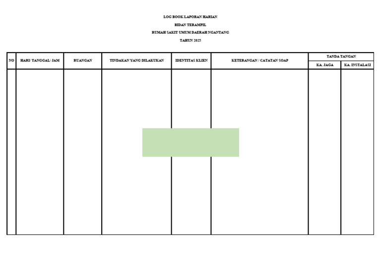 Logbook Harian Bidan 2025 | PDF