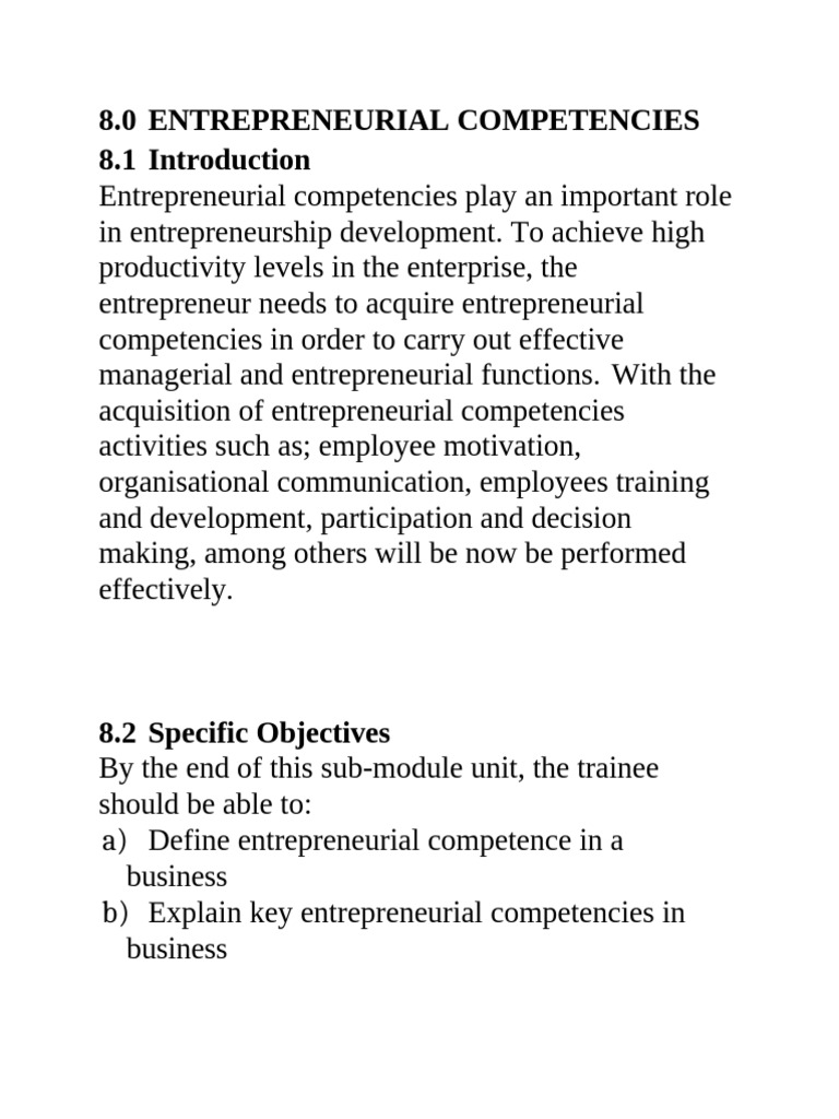 Key Entrepreneurial Competencies Explained | PDF | Entrepreneurship ...