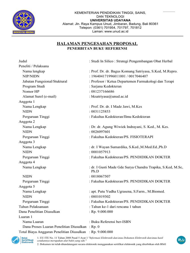Lembar Pengesahan Proposal Buku | PDF