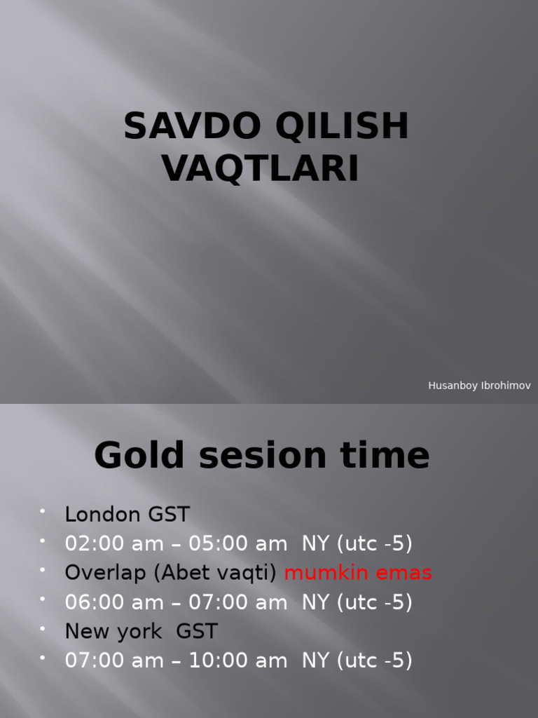 Savdo qilish vaqtlari | PDF