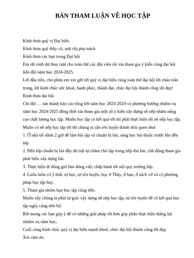 Tham Luan Hoc Tap | PDF