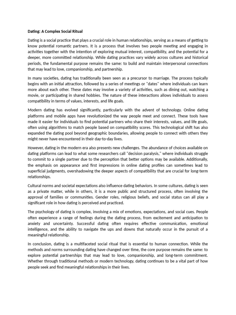 Dating A Complex Social Ritual | PDF | Interpersonal Relationships ...