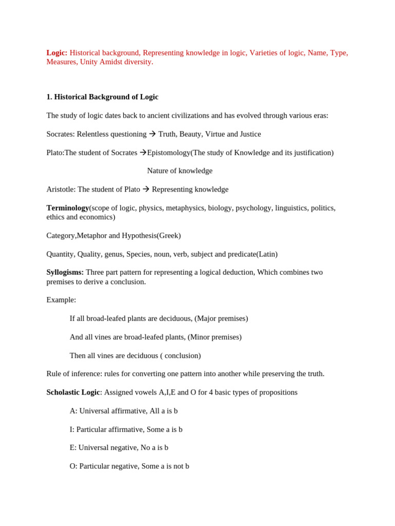 KRR UNIT-1 Part-2 Logic - Historical Background - Representing ...