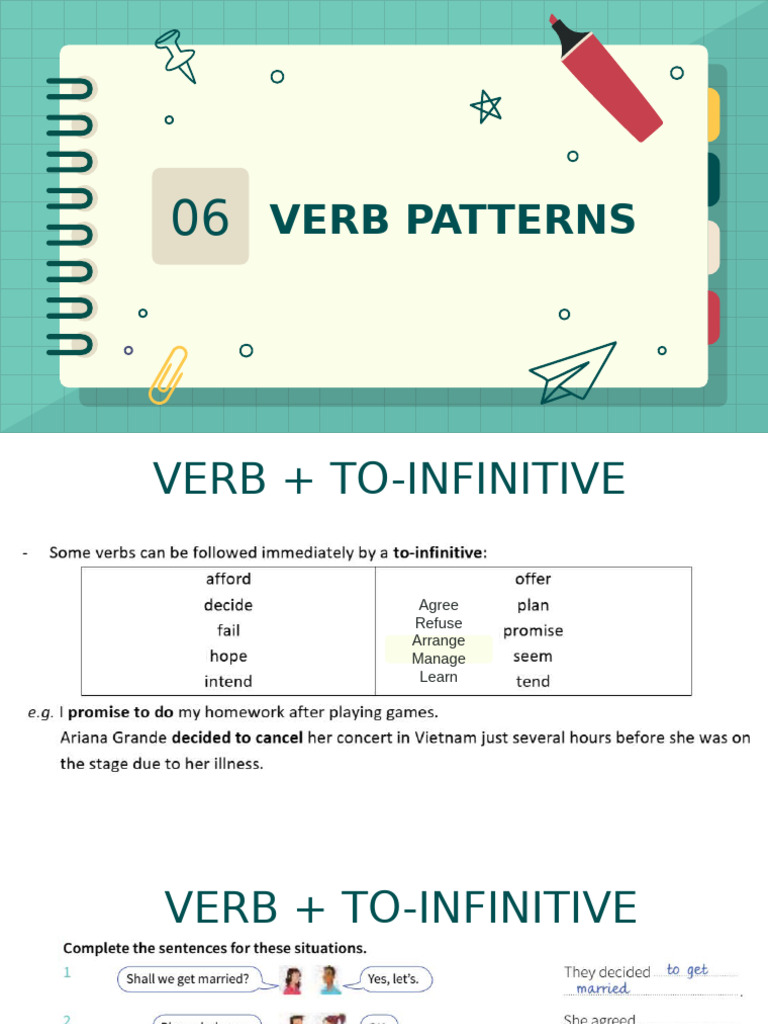 Verb Patterns: Infinitives & Gerunds | PDF | Linguistic Typology | Syntax