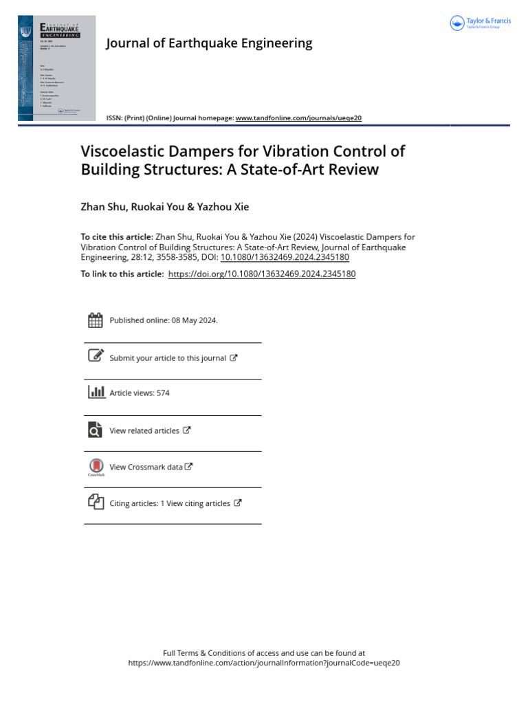 Viscoelastic Dampers for Building Vibration Control | PDF | Earthquake ...