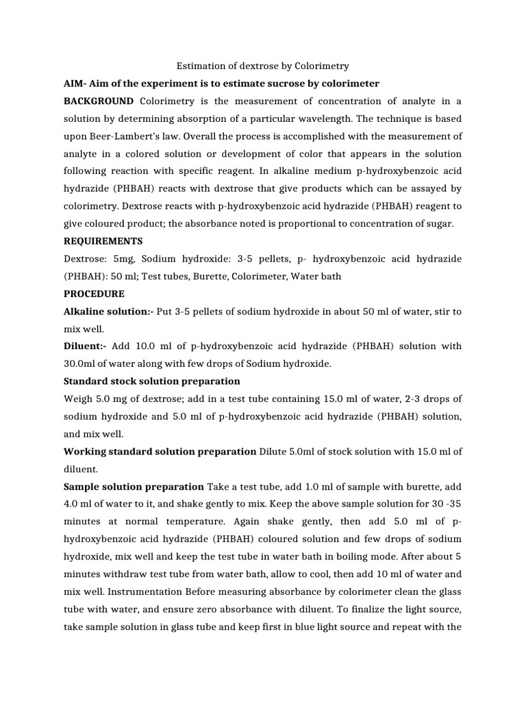 experiments | PDF | Absorbance | Glucose