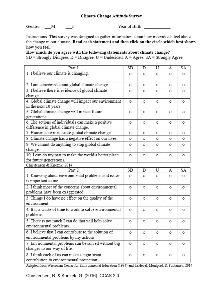 Climate Change Attitude Survey 2016 | PDF