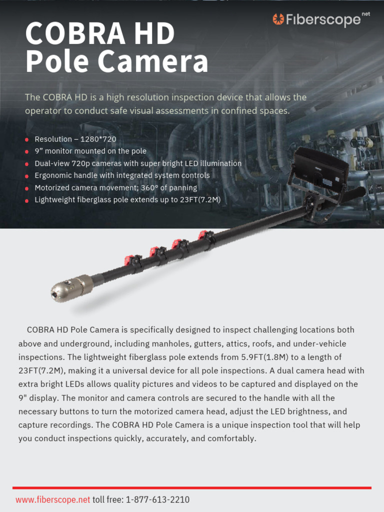 Cobra Dual View HD Inspection Pole Camera Brochure 2023 | PDF