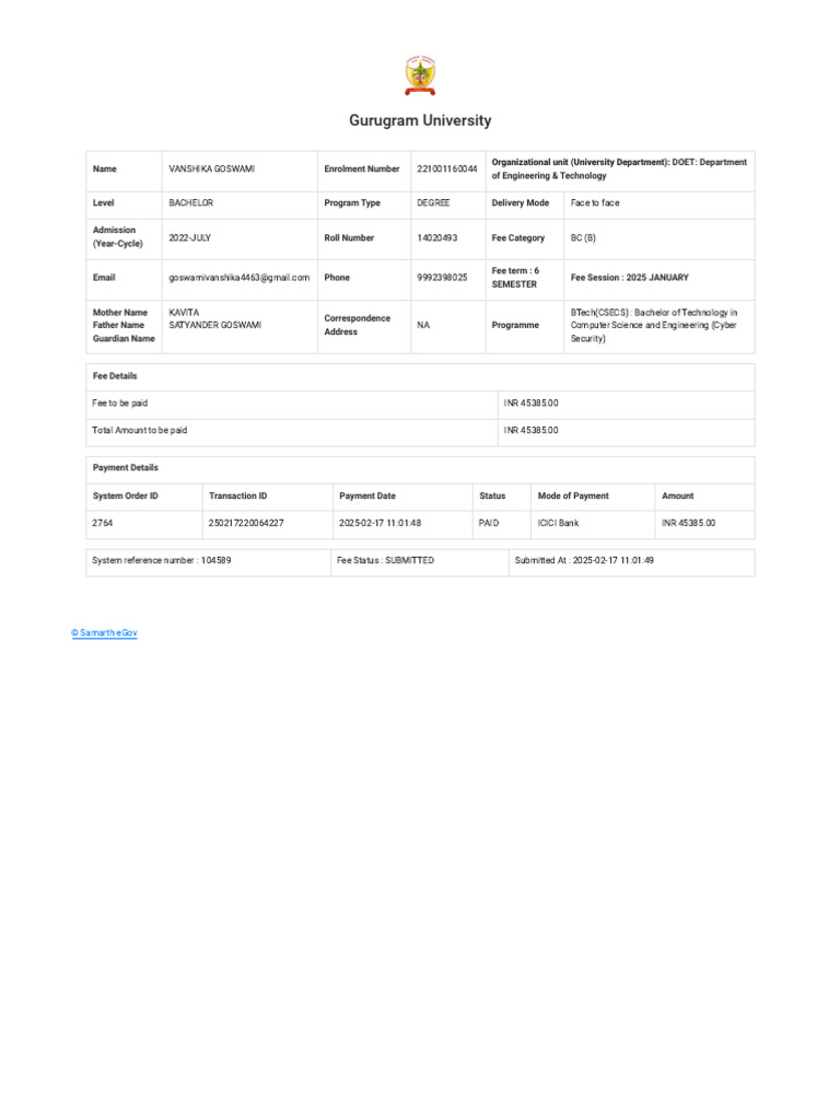 Samarth EGov 6th Sem | PDF