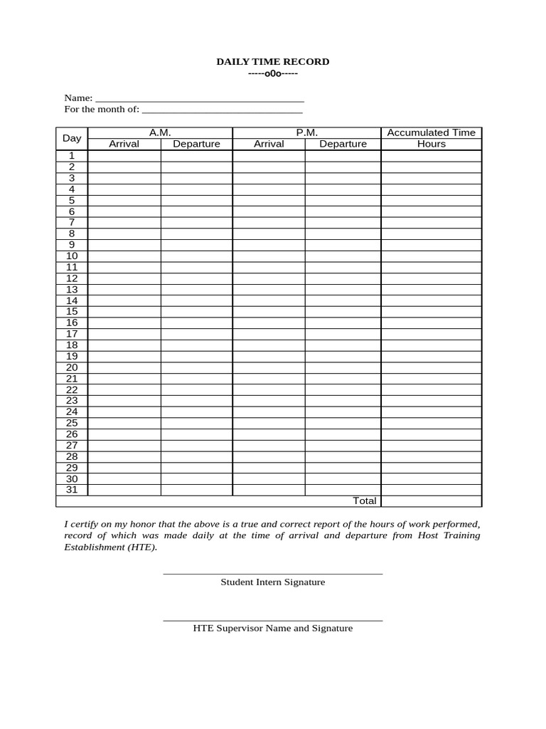 Daily Time Record | PDF