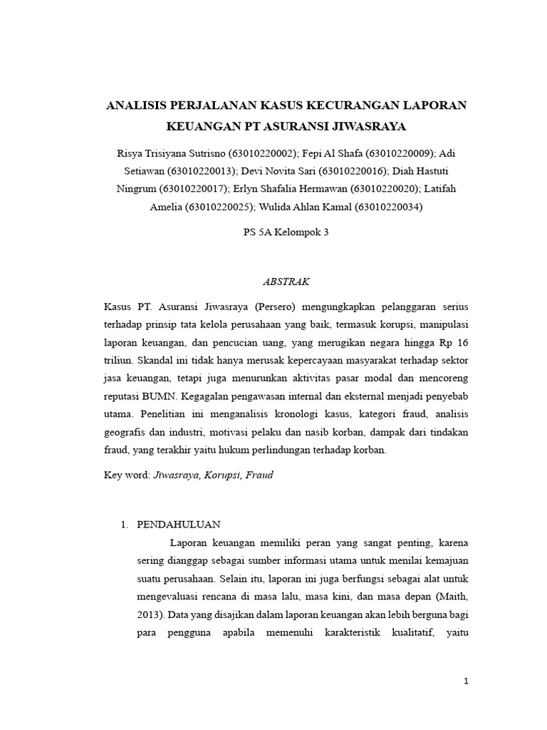 Manajemen Risiko Kel 3 Jiwasraya | PDF